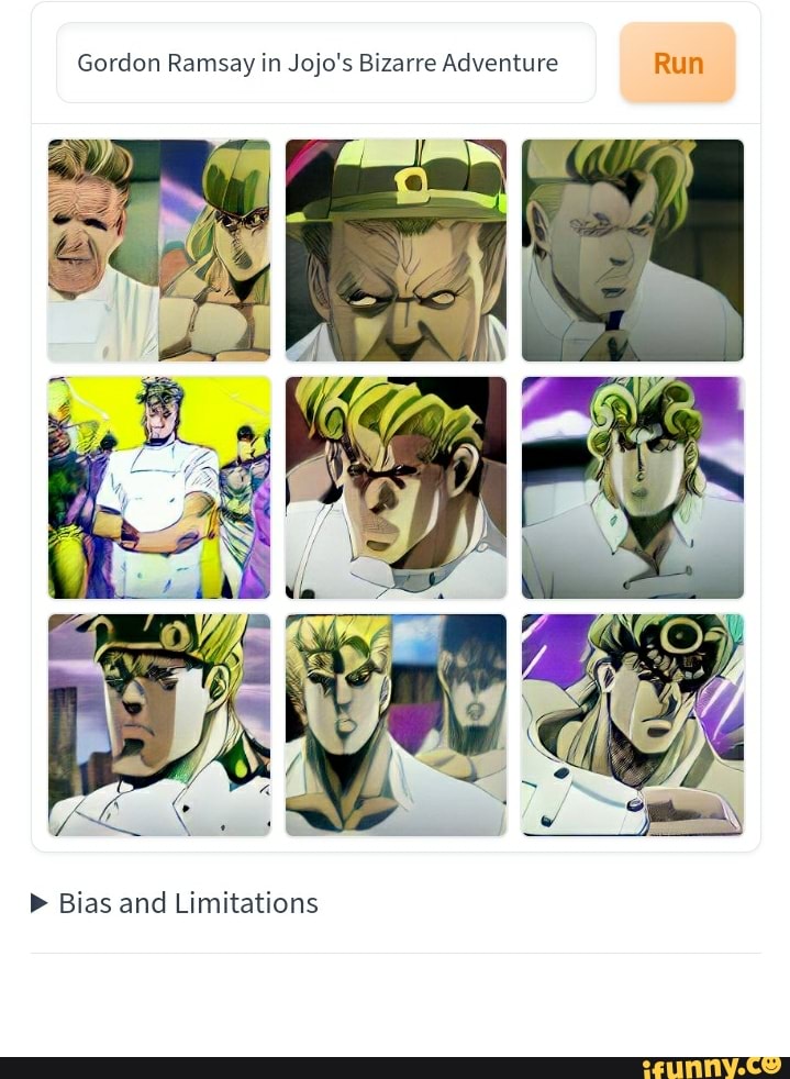 Gordon Ramsay in Jojo's Bizarre Adventure Run Bias and Limitations - iFunny