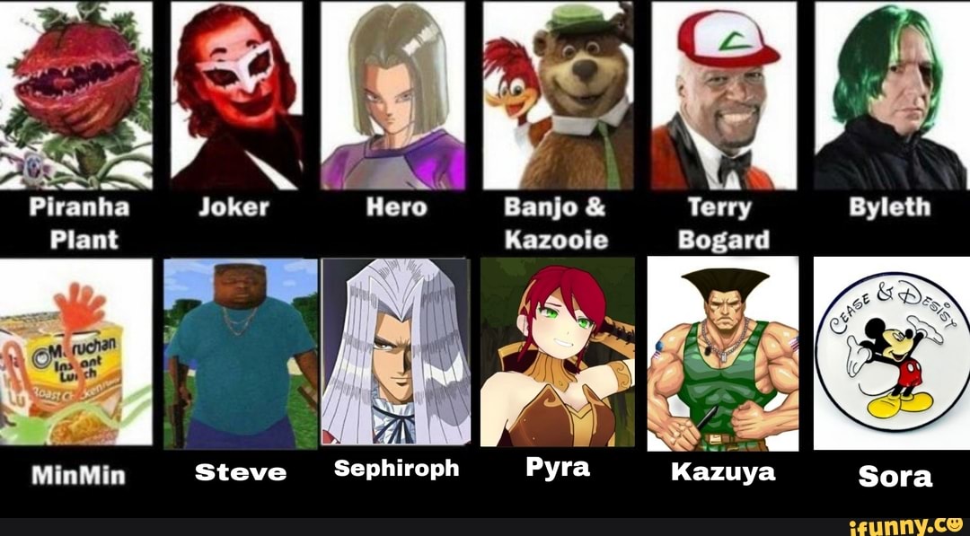Piranha Joker Hero Banjo & Plant Kazooie '4 q f a Byleth Sora MinMin ...
