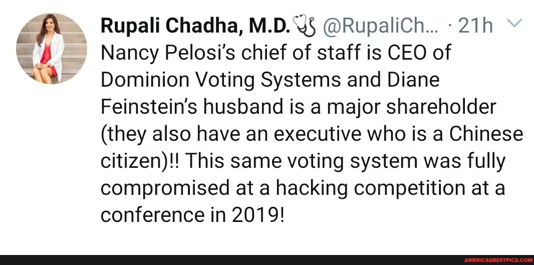 Ad Rupali Chadha, M.D. @RupaliCh... Nancy Pelosi's chief of staff is ...