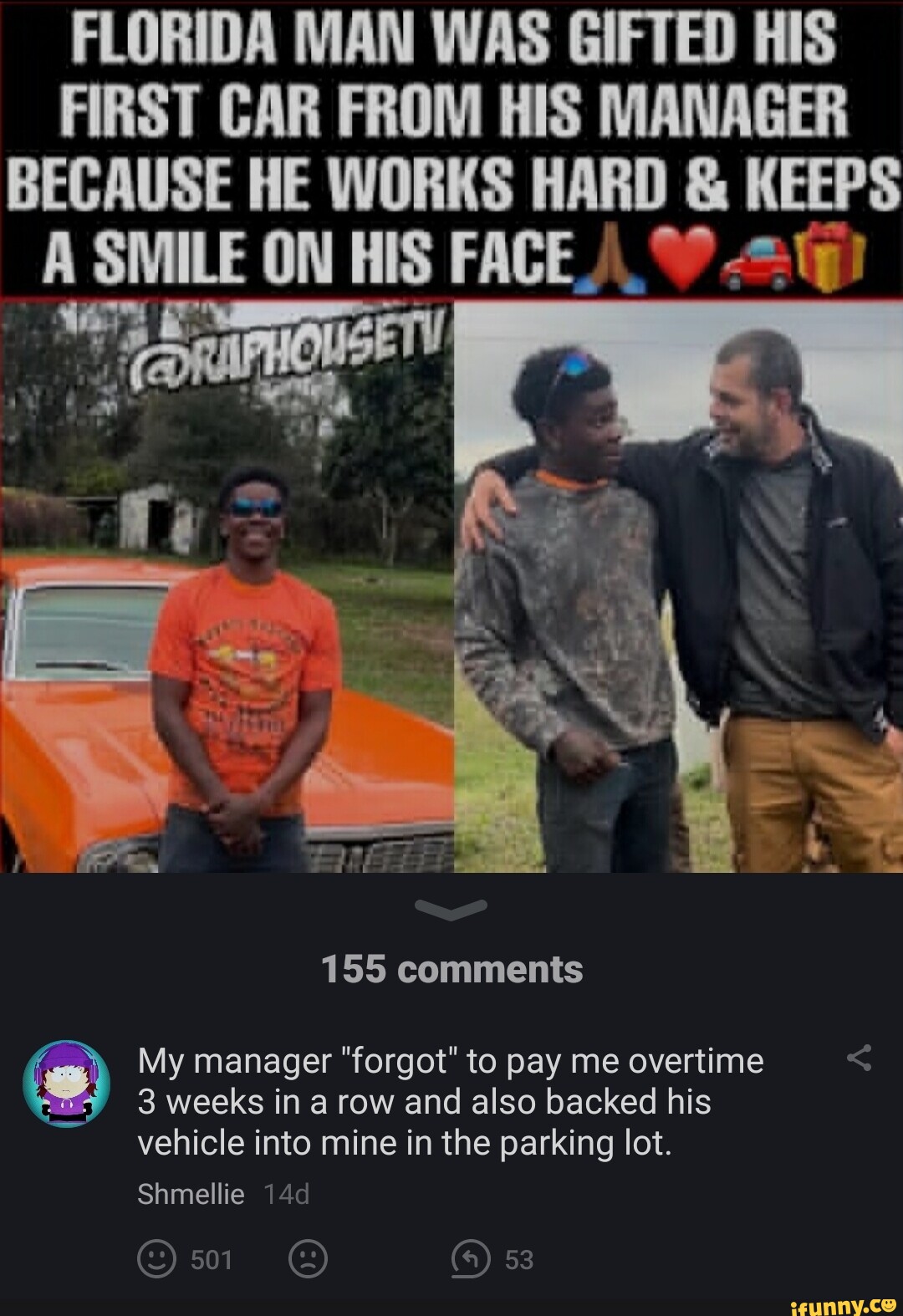 FLORIDA MAN WAS GIFTED il FIRST CAR FROM HIS MANAGER BECAUSE HE WORKS ...