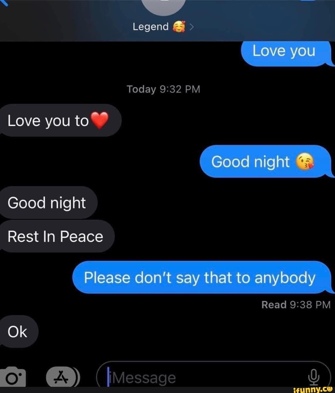 Legend Love you Today PM ( Good night Love you to Good night Rest In ...