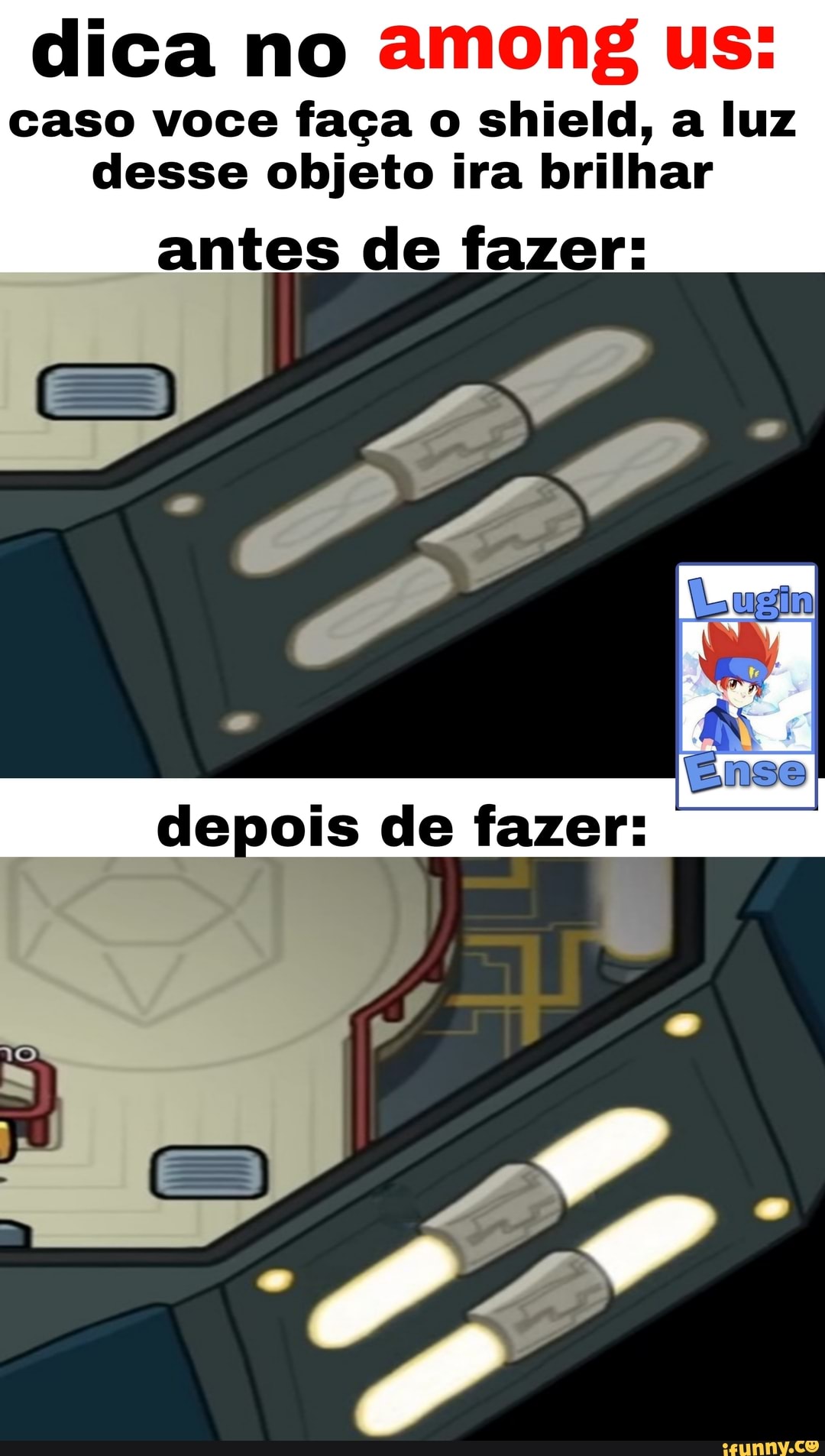 Dica no among us: caso voce faça o shield, a luz desse objeto ira ...