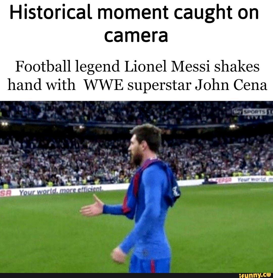 Historical moment caught on camera Football legend Lionel Messi shakes ...