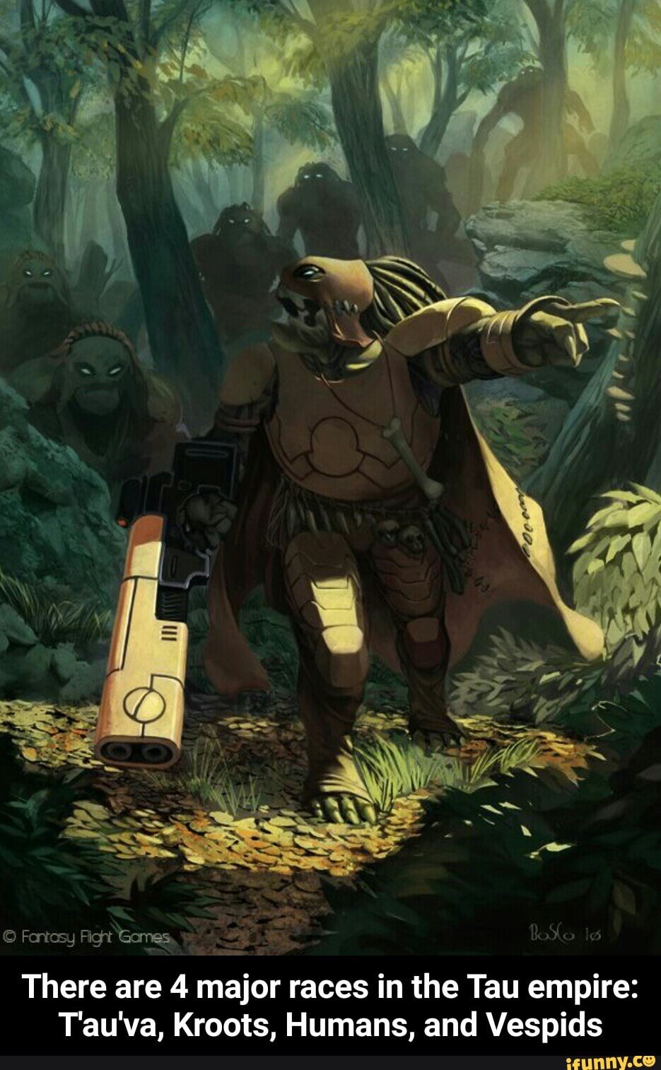 There are 4 major races in the Tau empire: T'au'va, Kroots, Humans, and ...