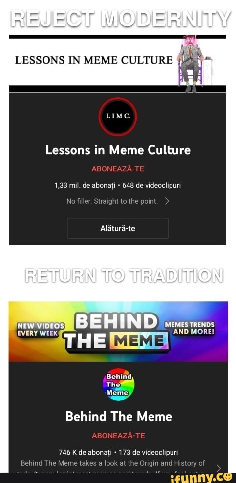 REJECT MODERNITY LESSONS IN MEME CULTURE Lessons in Meme Culture TE 1 ...