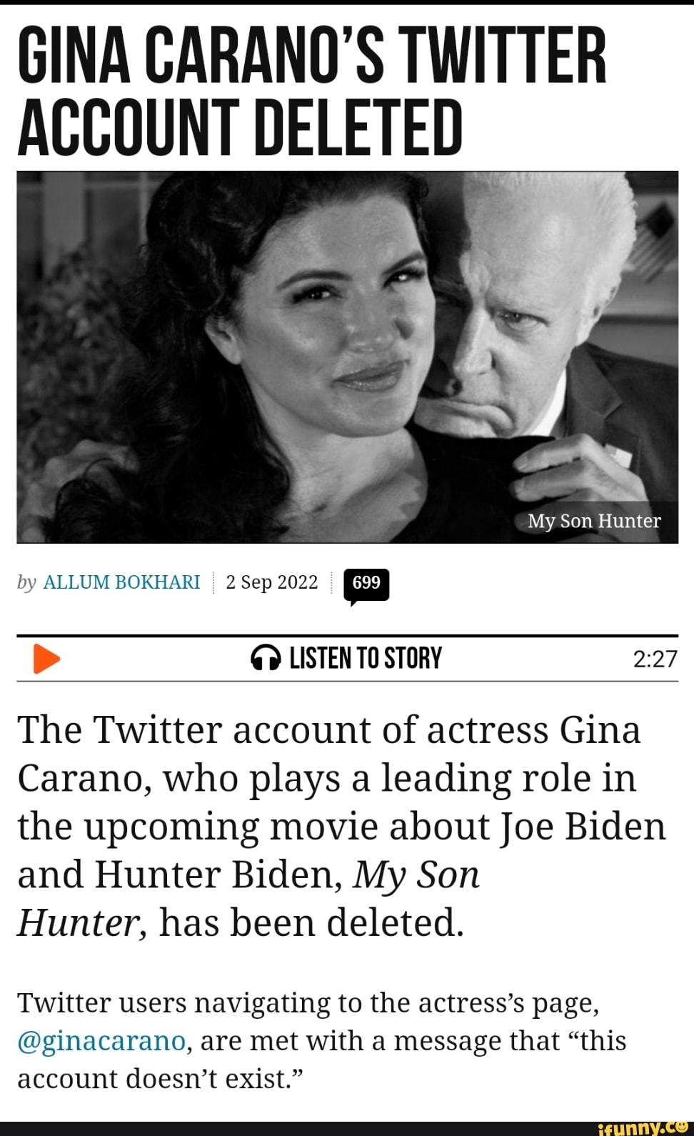 GINA CARANO'S TWITTER ACCOUNT DELETED My Son Hunter by ALUM BOKHARI 2 ...