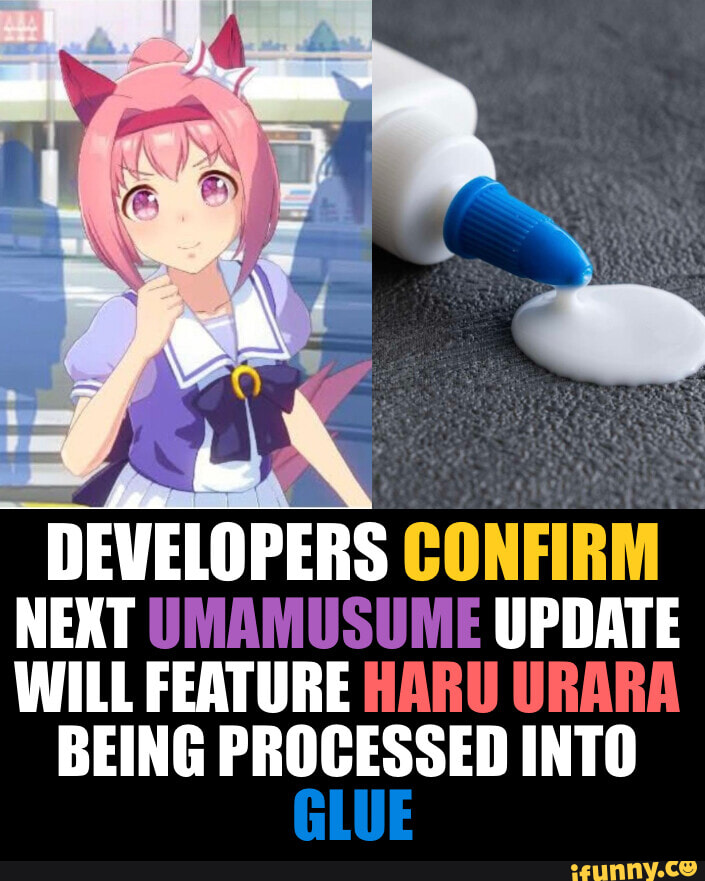 DEVELOPERS CONFIRM NEXT UMAMUSUME UPDATE WILL FEATURE HARU URARA BEING PROCESSED INTO GLUE - iFunny