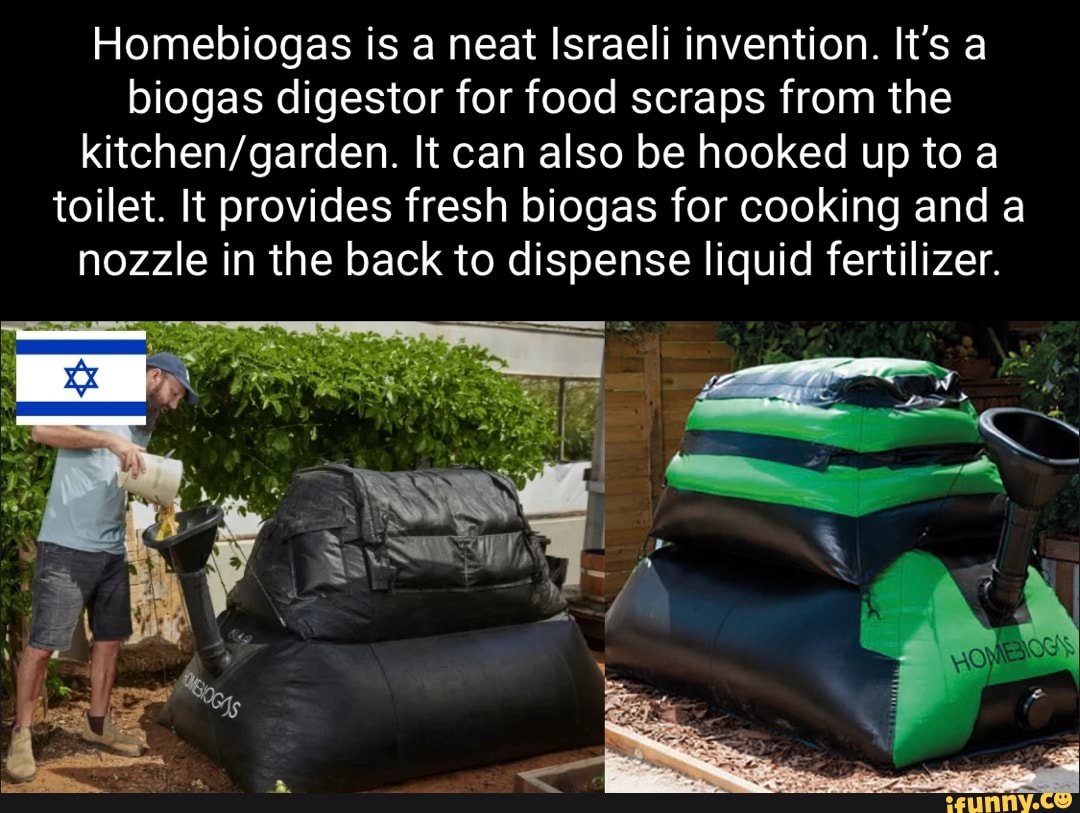 Homebiogas is a neat Israeli invention. It's a biogas digestor for food ...