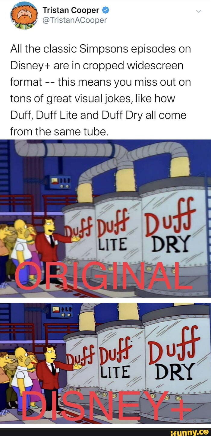 All the classic Simpsons episodes on Disney+ are in cropped widescreen ...