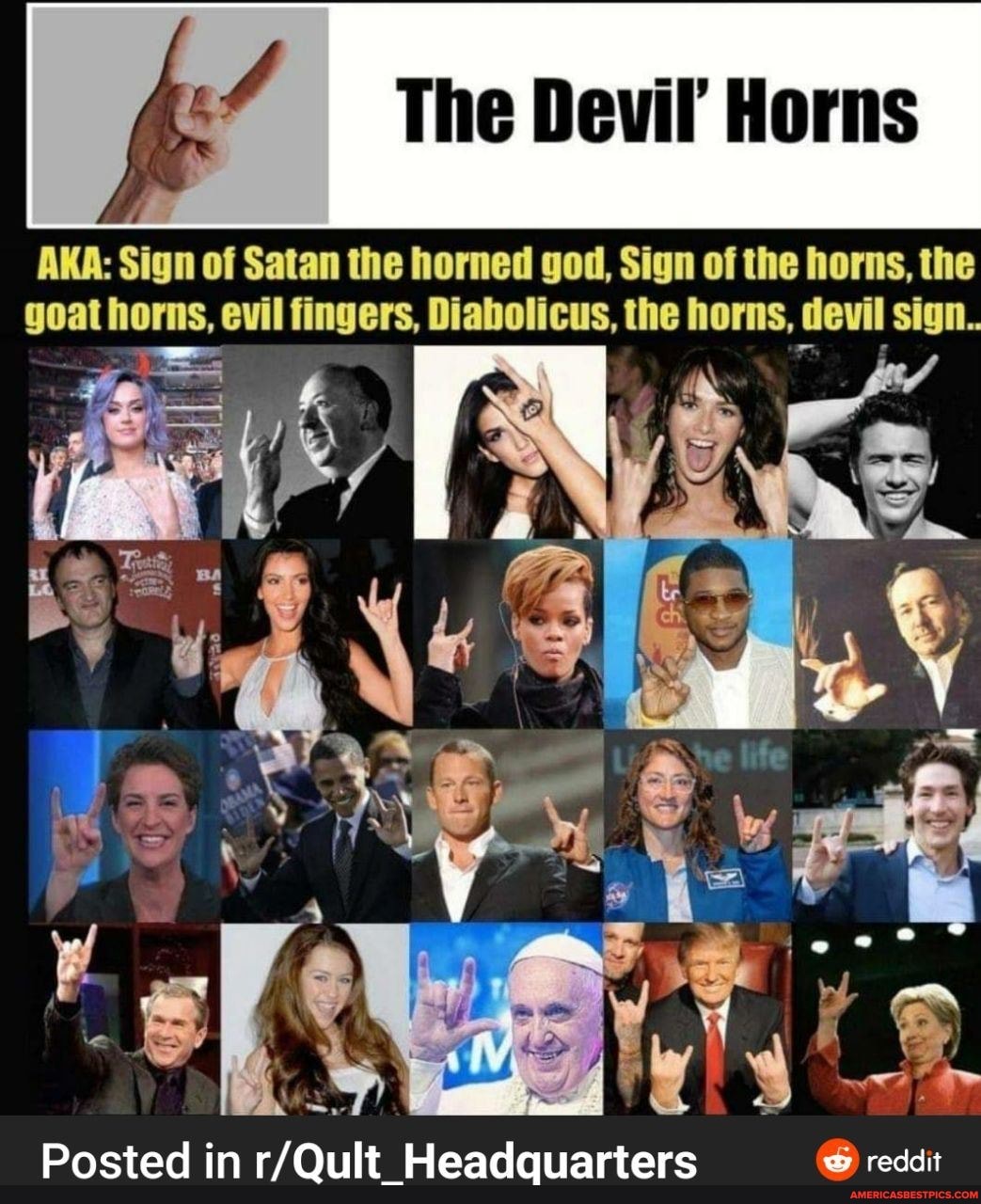 The Devil Horns AKA: Sign of Satan the horned god, Sign of the horns, the goat horns, evil ...