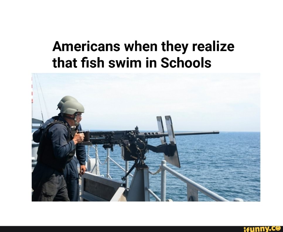Americans when they realize that fish swim in Schools - iFunny