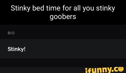 Stinky bed time for all you stinky goobers BIO Stinky! - iFunny
