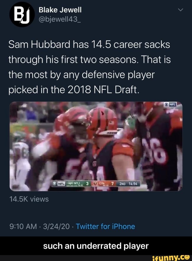 By Blake Jewell Y Sam Hubbard has 14.5 career sacks through his first ...