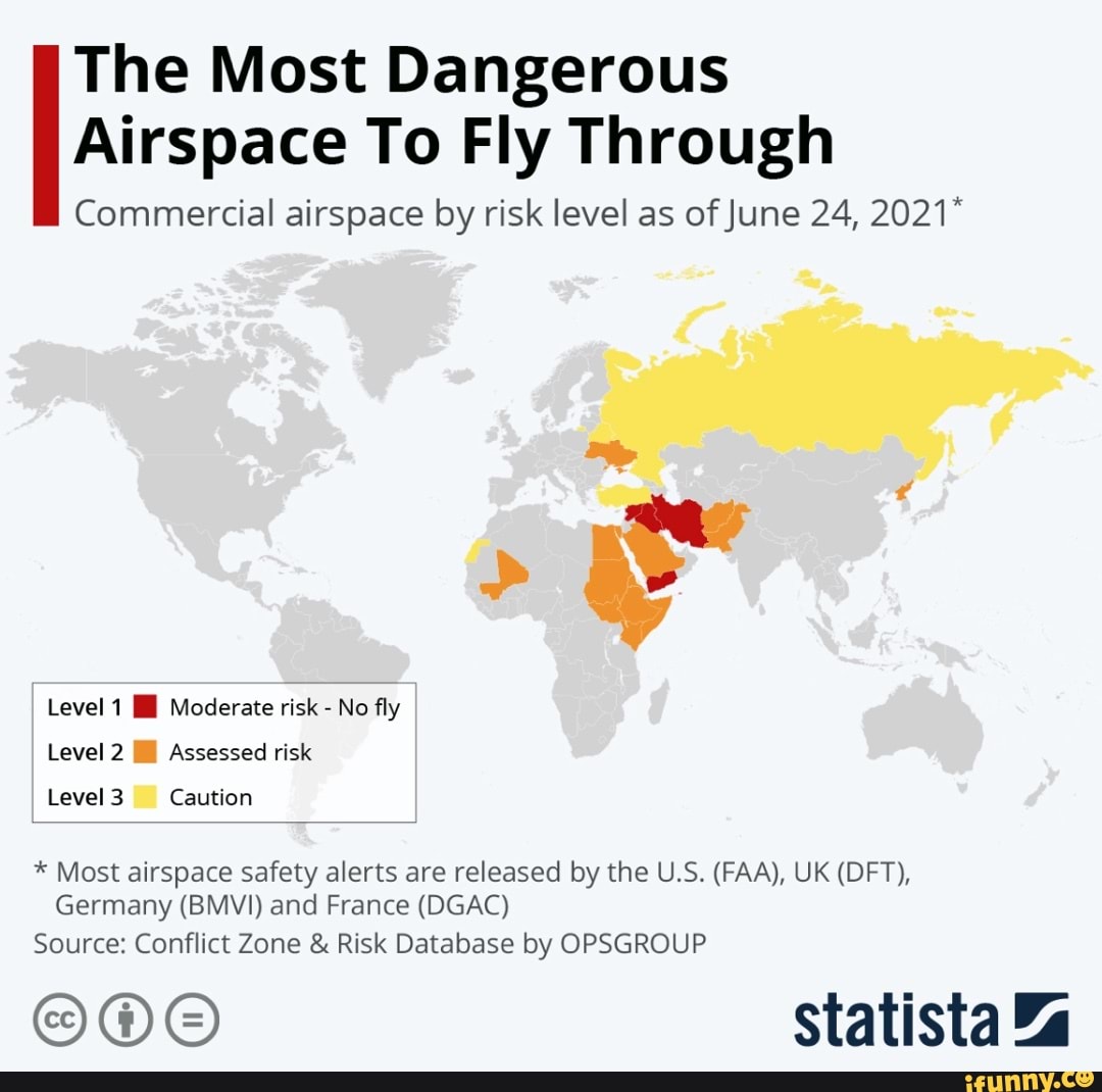 The Most Dangerous Airspace To Fly Through Commercial airspace by risk ...