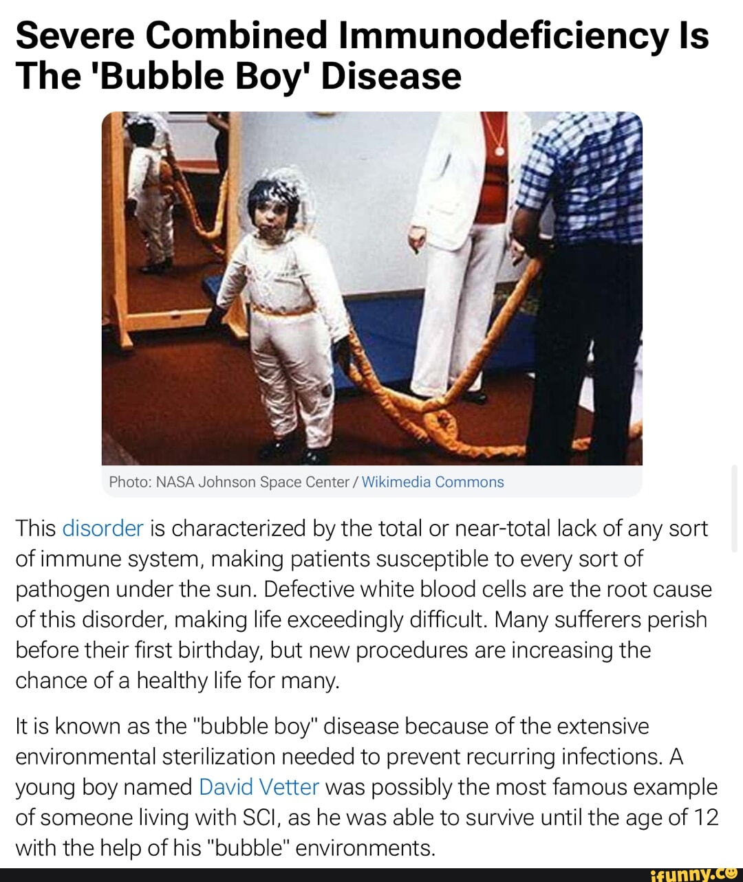 Severe Combined Immunodeficiency Is The 'Bubble Boy' Disease Photo ...