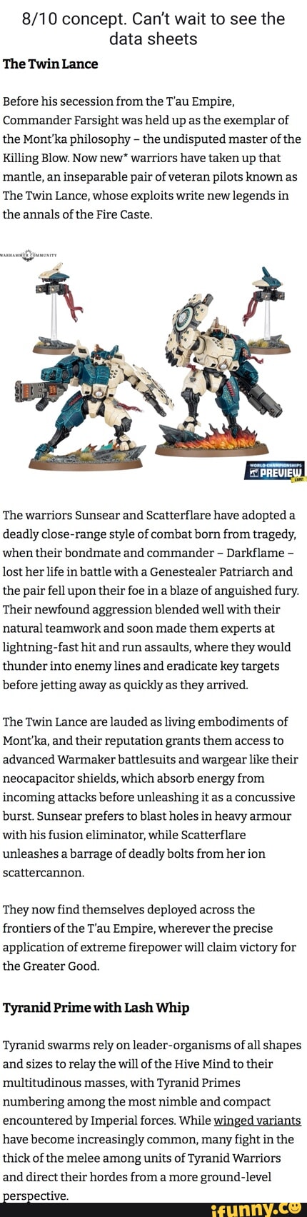 Concept. Can't wait to see the data sheets The Twin Lance Before his ...