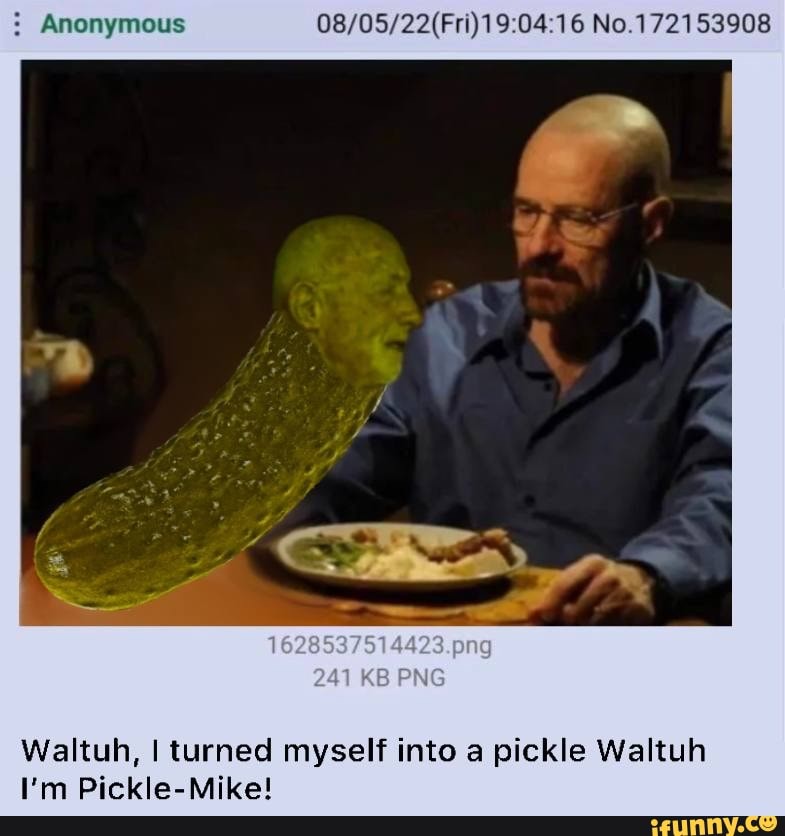 Anonymous 04 16 No 172153908 KB Waltuh, I turned myself into a pickle ...