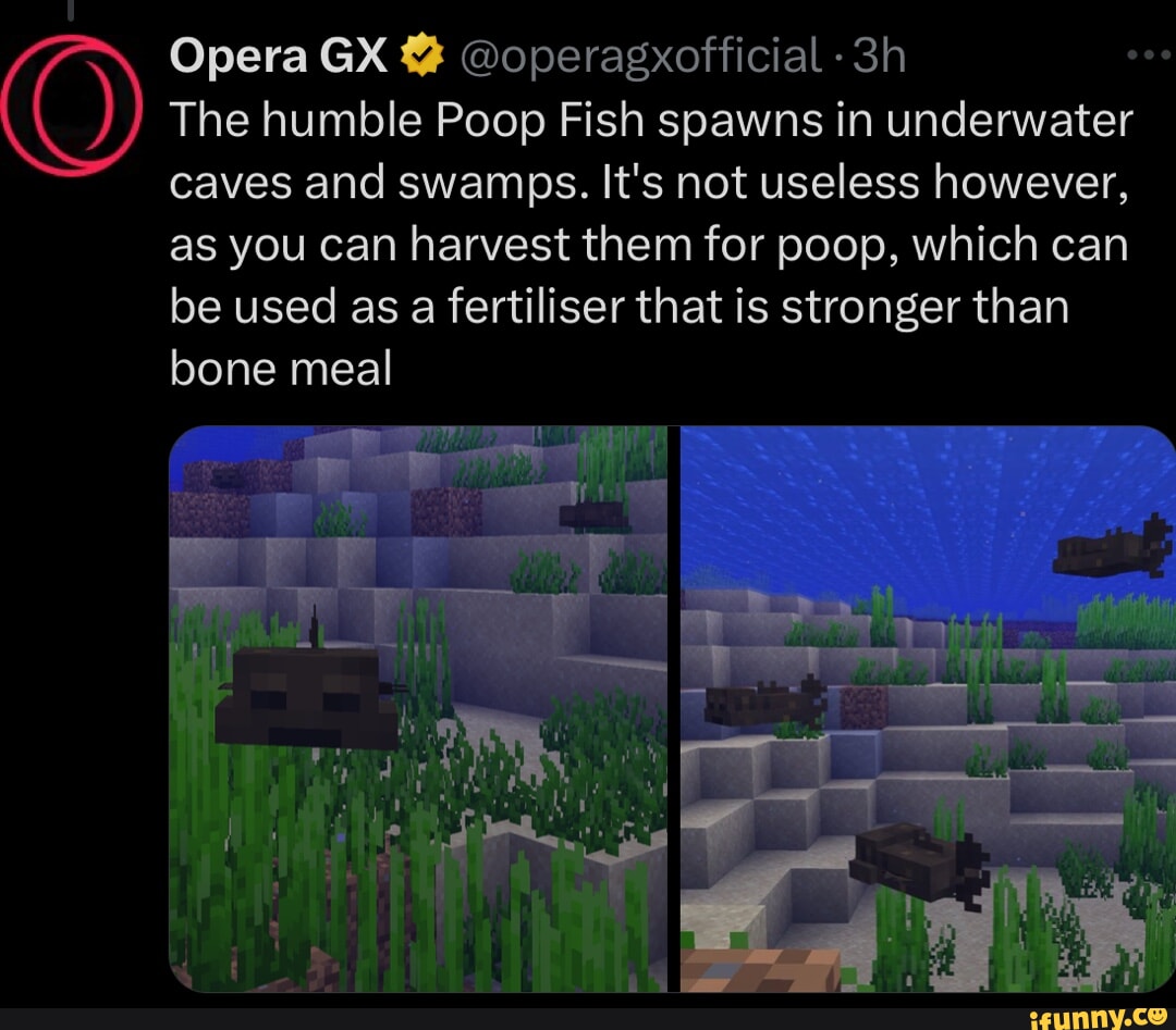 Opera GX @operagxofficial - The humble Poop Fish spawns in underwater ...