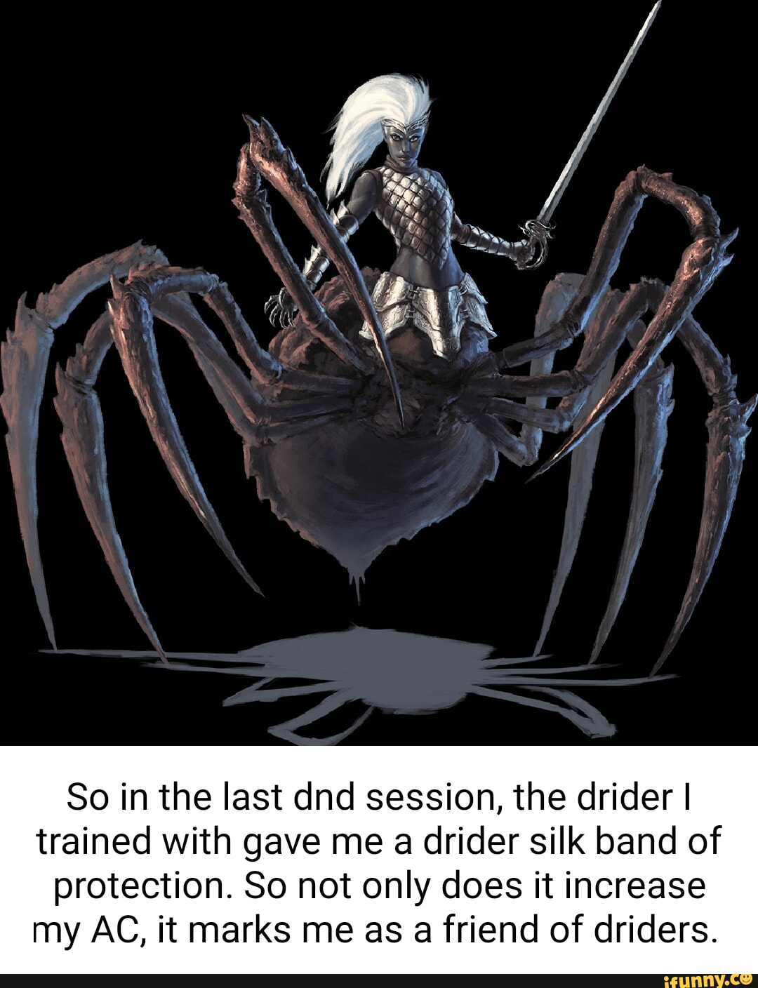 So in the last dnd session, the drider I trained with gave me a drider ...