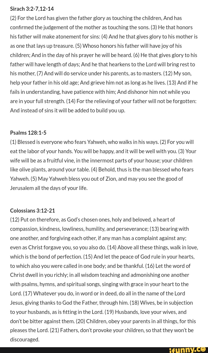 Sirach (2) For the Lord has given the father glory as touching the ...