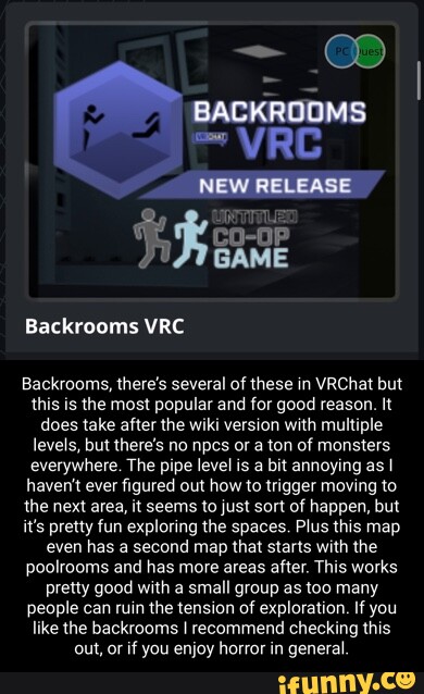 BACKROOMS VRC NEW RELEASE GAME Backrooms VRC Backrooms, there's several ...