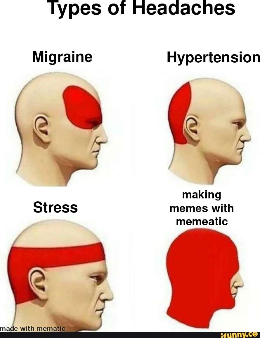 Types of Headaches Migraine Hypertension making Stress memes with ...