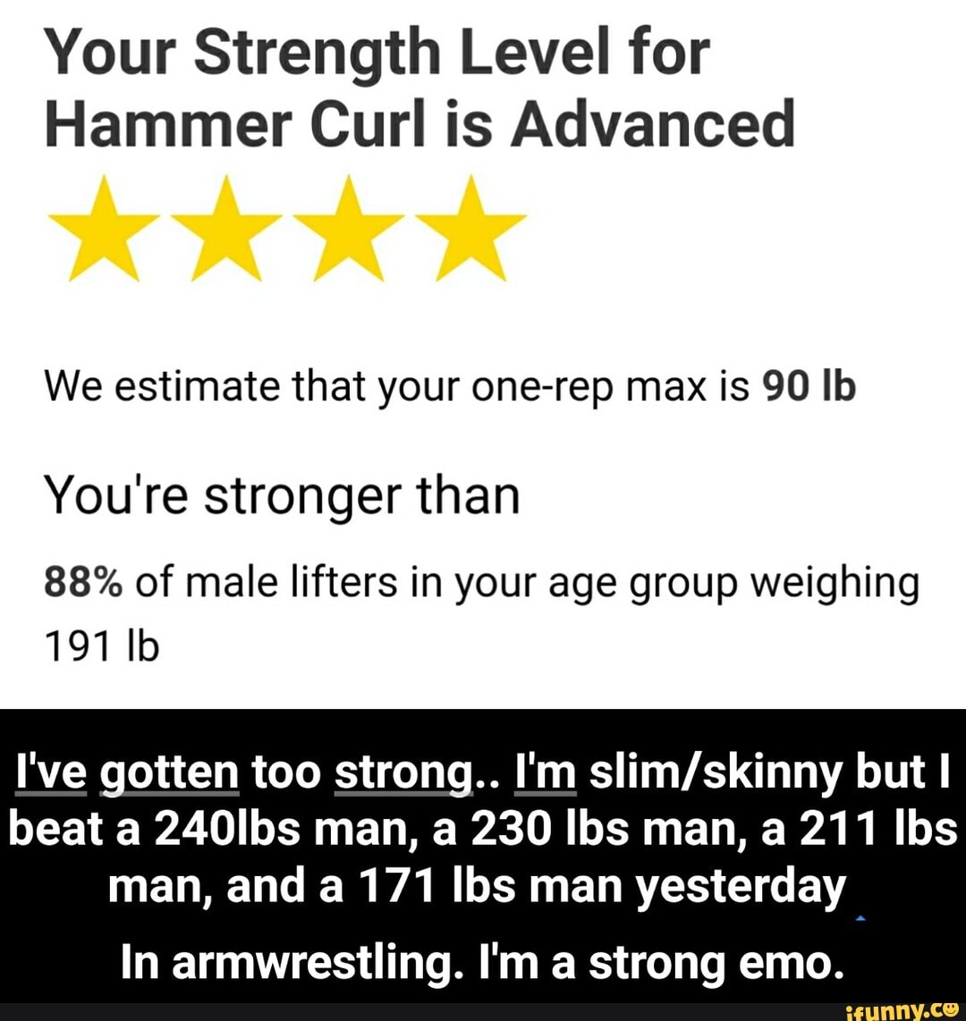 Your Strength Level for Hammer Curl is Advanced KKkK We estimate that ...