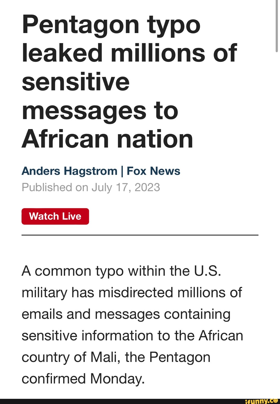 Pentagon typo leaked millions of sensitive messages to African nation ...