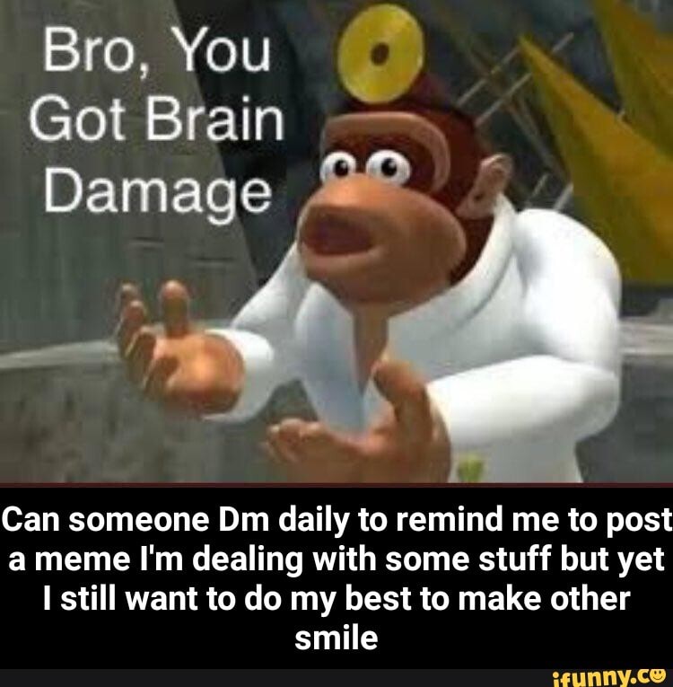 Got Brain Damage 92. a Can someone Dm daily to remind me to post a meme ...