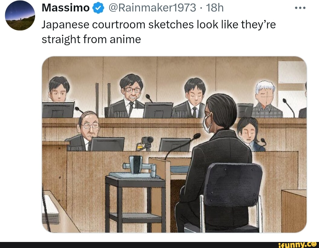SS Massimo @Rainmaker1973 Japanese courtroom sketches look like they're ...