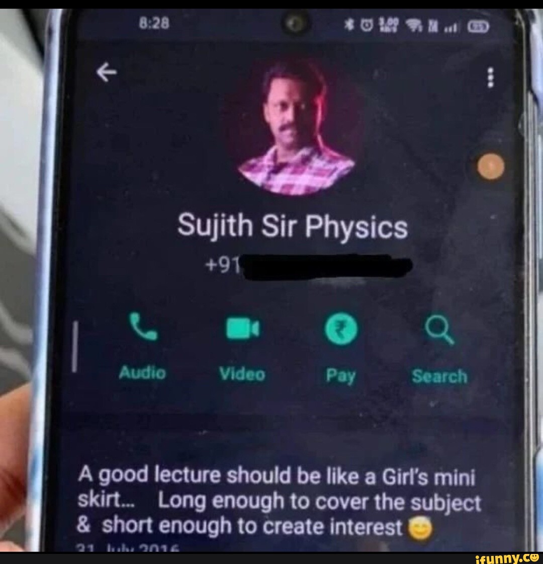 Sujith Sir Physics Audio Video Pay Search A good lecture should be like a Girl's mini skirt ...