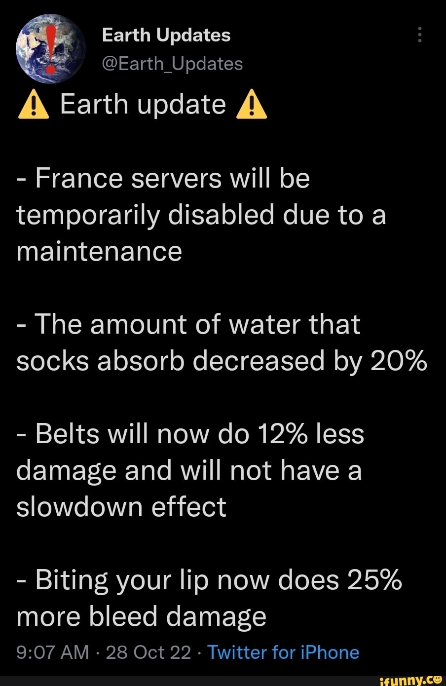 Earth Updates @Earth Updates A Earth update & - France servers will be ...