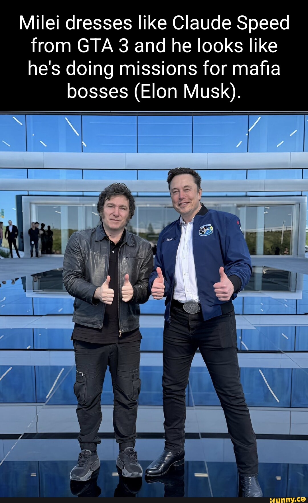 Milei dresses like Claude Speed from GTA 3 and he looks like he's doing ...