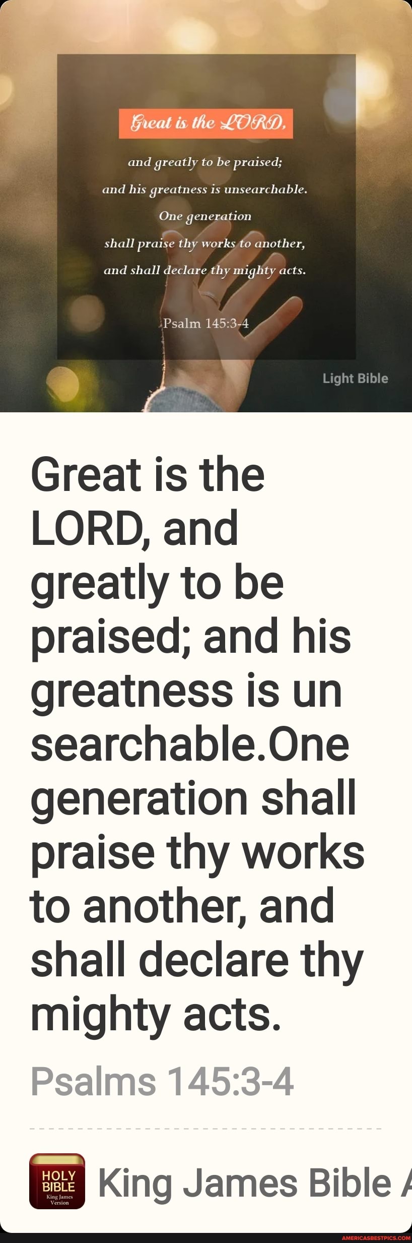 Great is the CORD, and greatly to be praised; and his greatness is ...