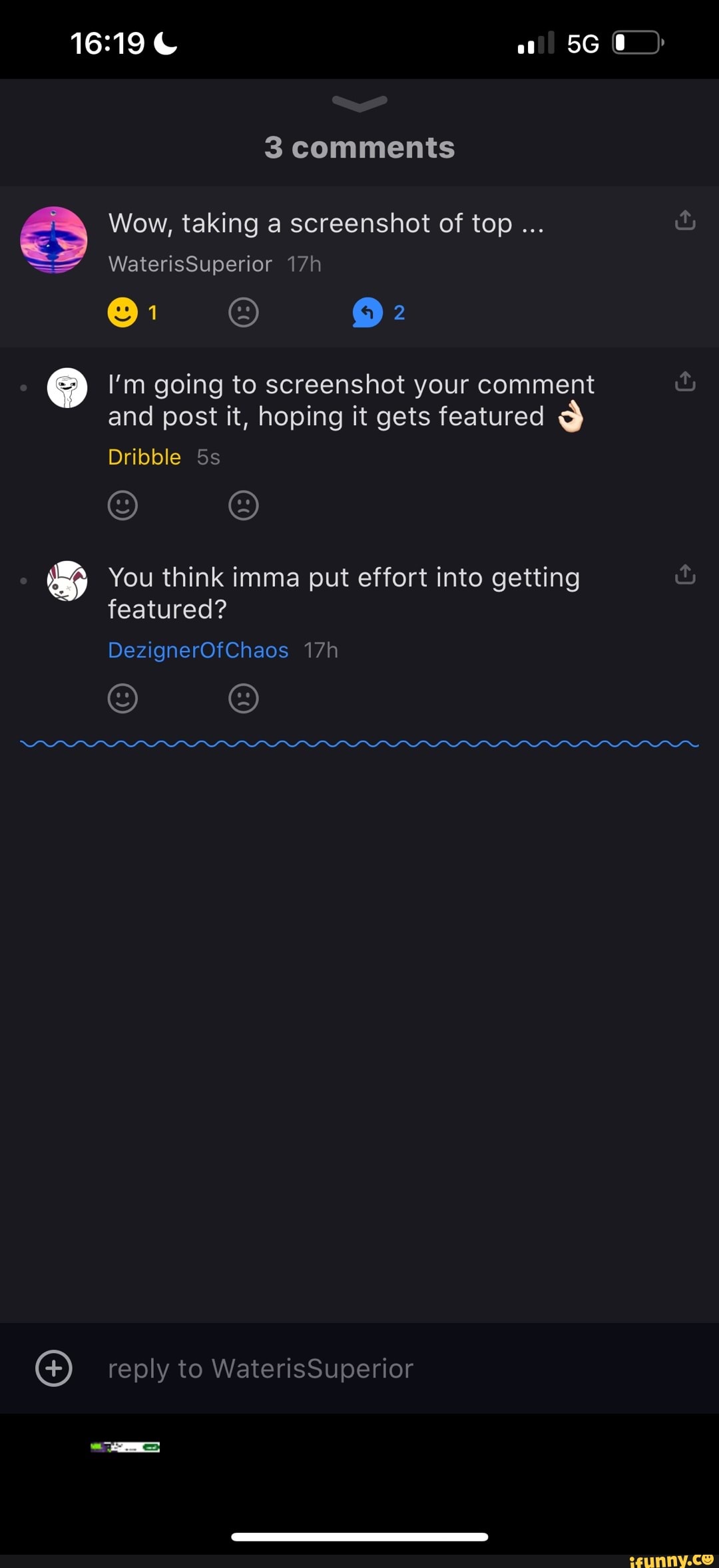 3 comments Wow, taking a screenshot of top WaterisSuperior I'm going to ...