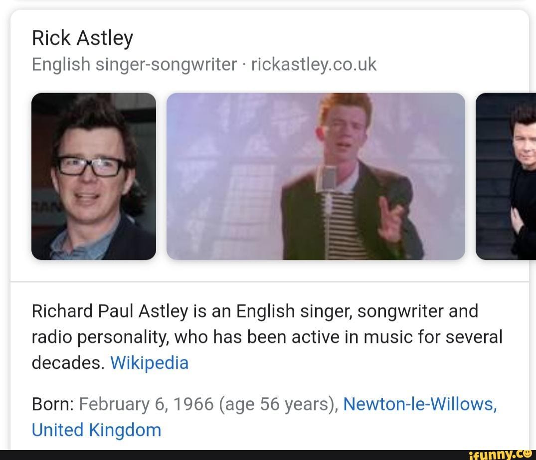 Rick Astley English singer songwriter: rickastley.co.uk Richard Paul ...