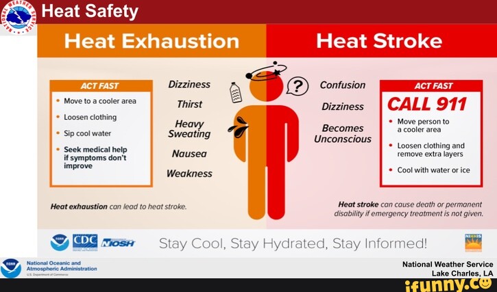 Heat Exhaustion Heat Stroke Dizziness ic Move toa cooter area Thirst ...