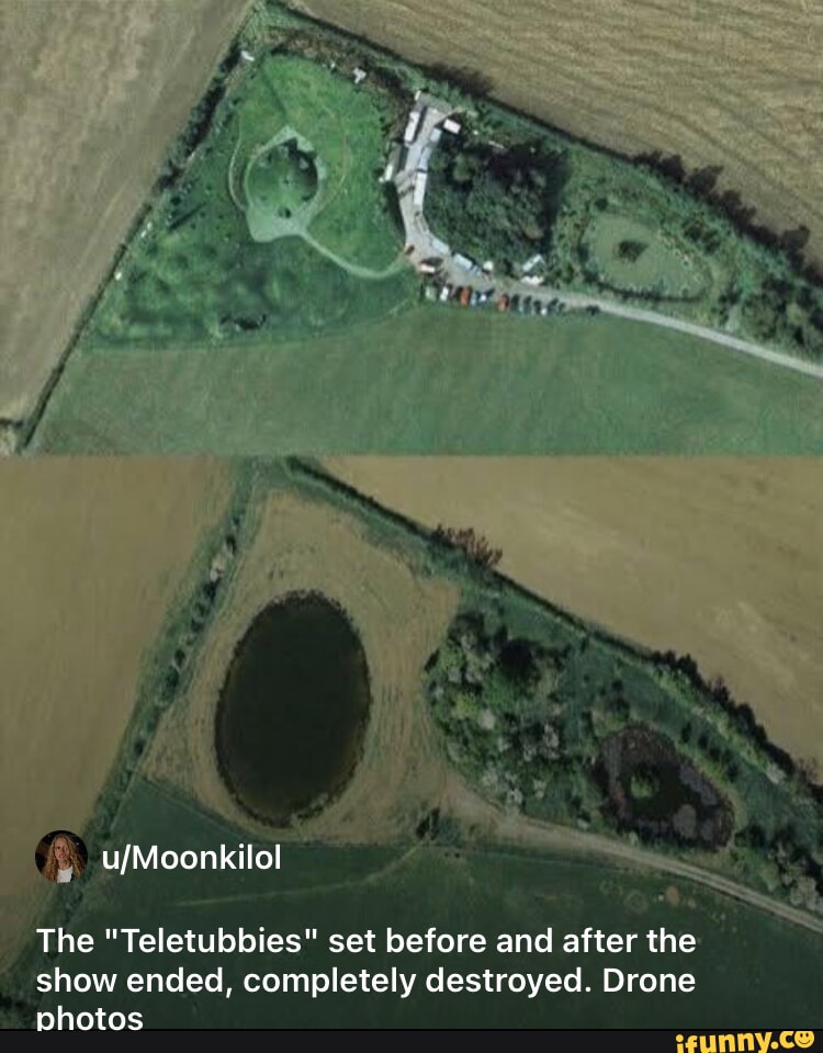 The "Teletubbies" set before and after the show ended, completely ...