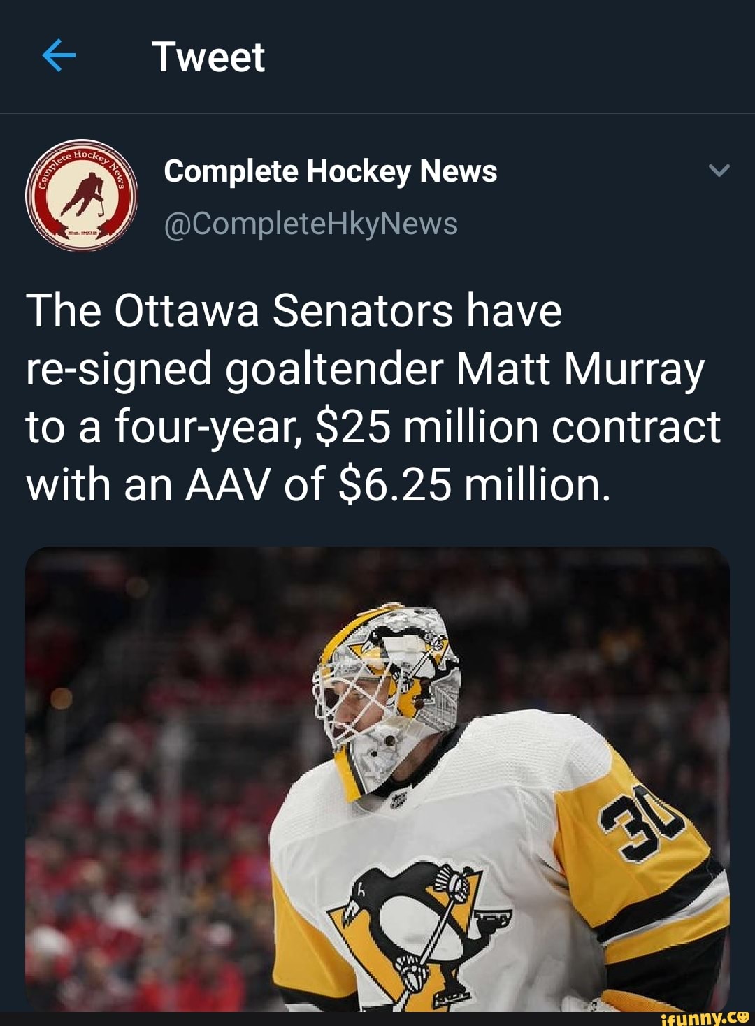 Tweet FY) Complete Hockey News @CompleteHkyNews 4 @CompleteHkyNews The ...