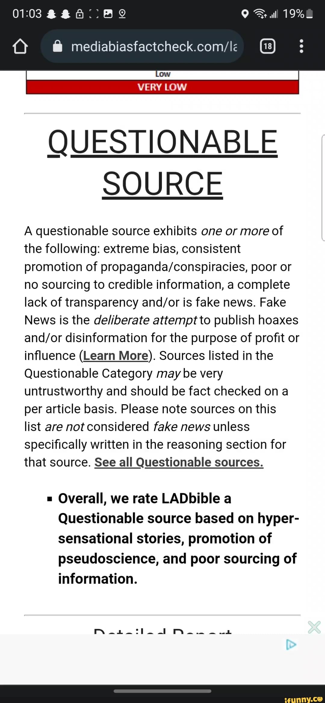 Ill ow VERY LOW QUESTIONABLE SOURCE A questionable source exhibits one ...