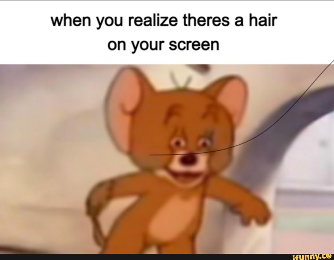 When you realize theres a hair on your screen - iFunny