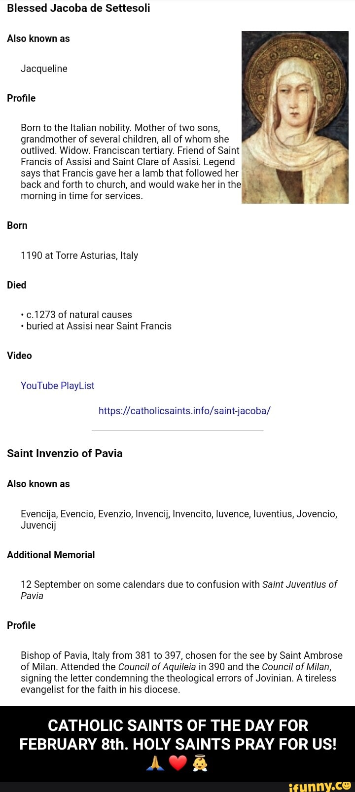 Blessed Jacoba de Settesoli Also known as Jacqueline Profile Born to ...