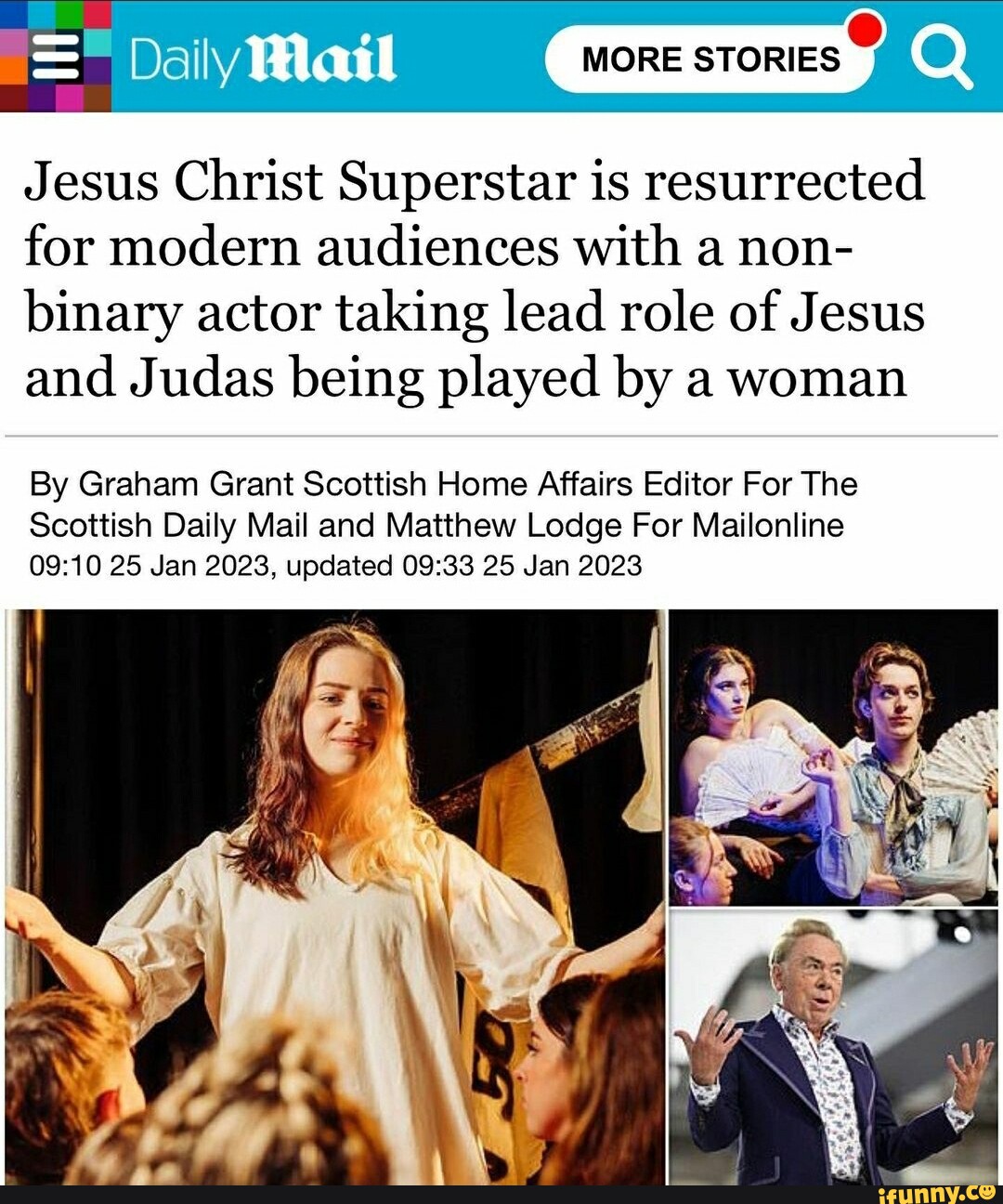 Daily Mail MORE STORIES Q Jesus Christ Superstar is resurrected for ...