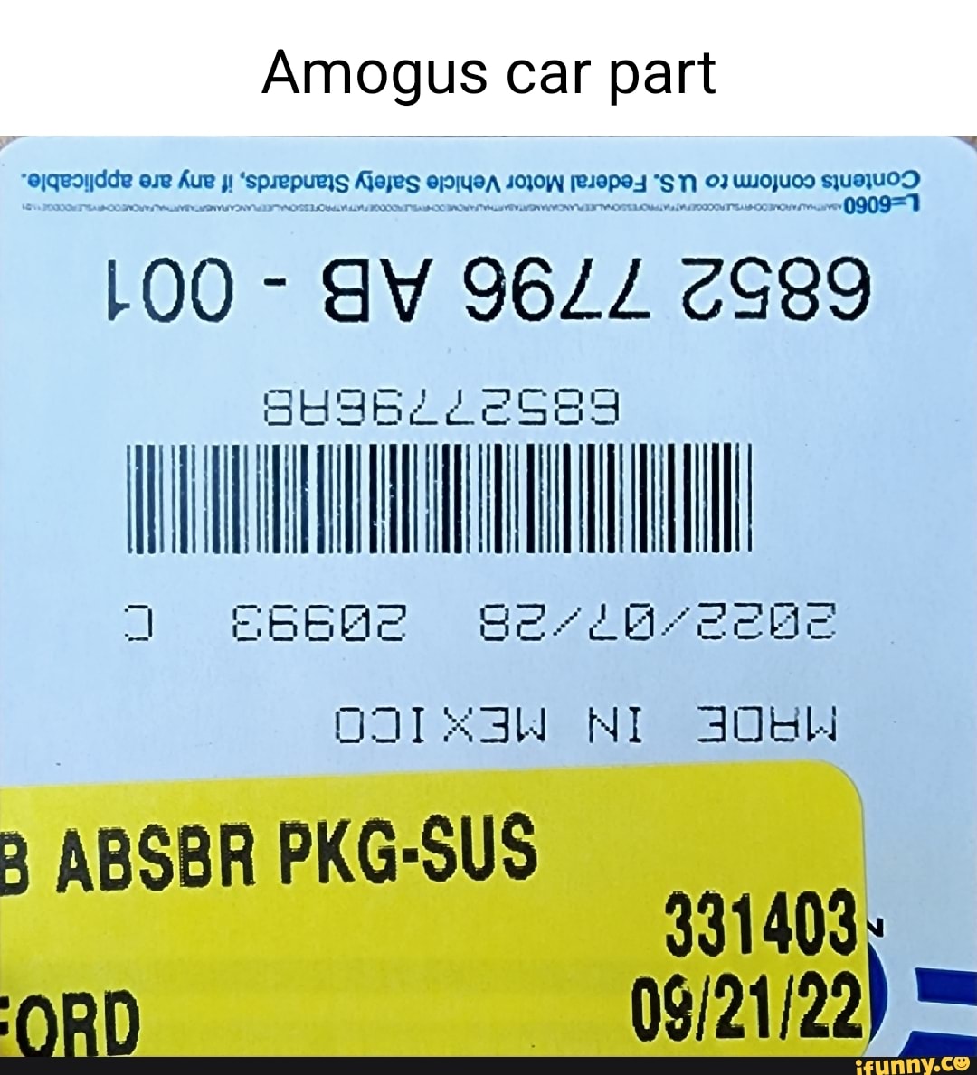 Amogus car part om fum "sprepueis Rojes PIPA sn os uuojuso LOO - dY ...