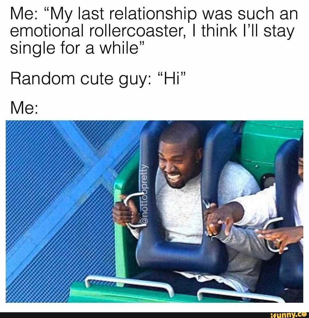 Me: "My last relationship was such an emotional rollercoaster, I think ...