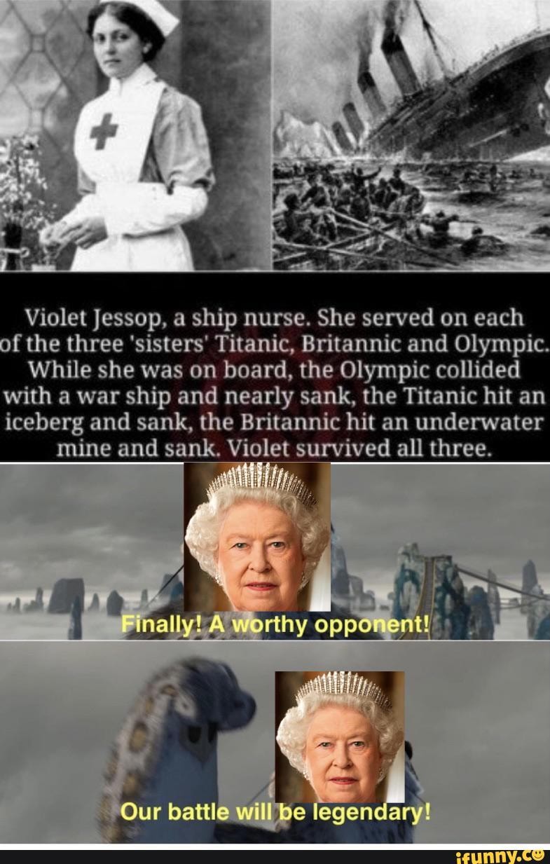 Violet Jessop, a ship nurse. She served on each of the three 'sisters ...