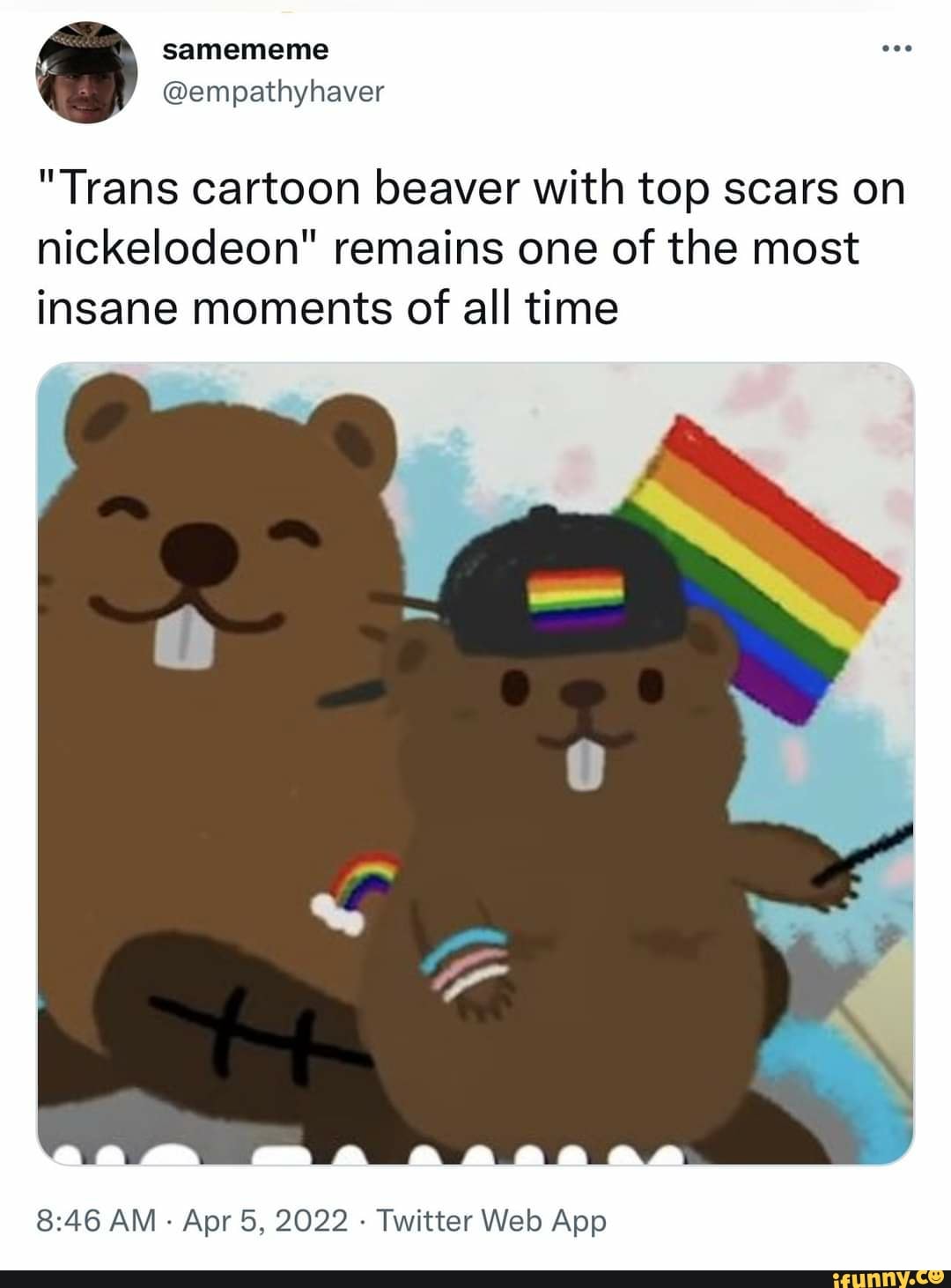 "Trans cartoon beaver with top scars on nickelodeon" remains one of the ...