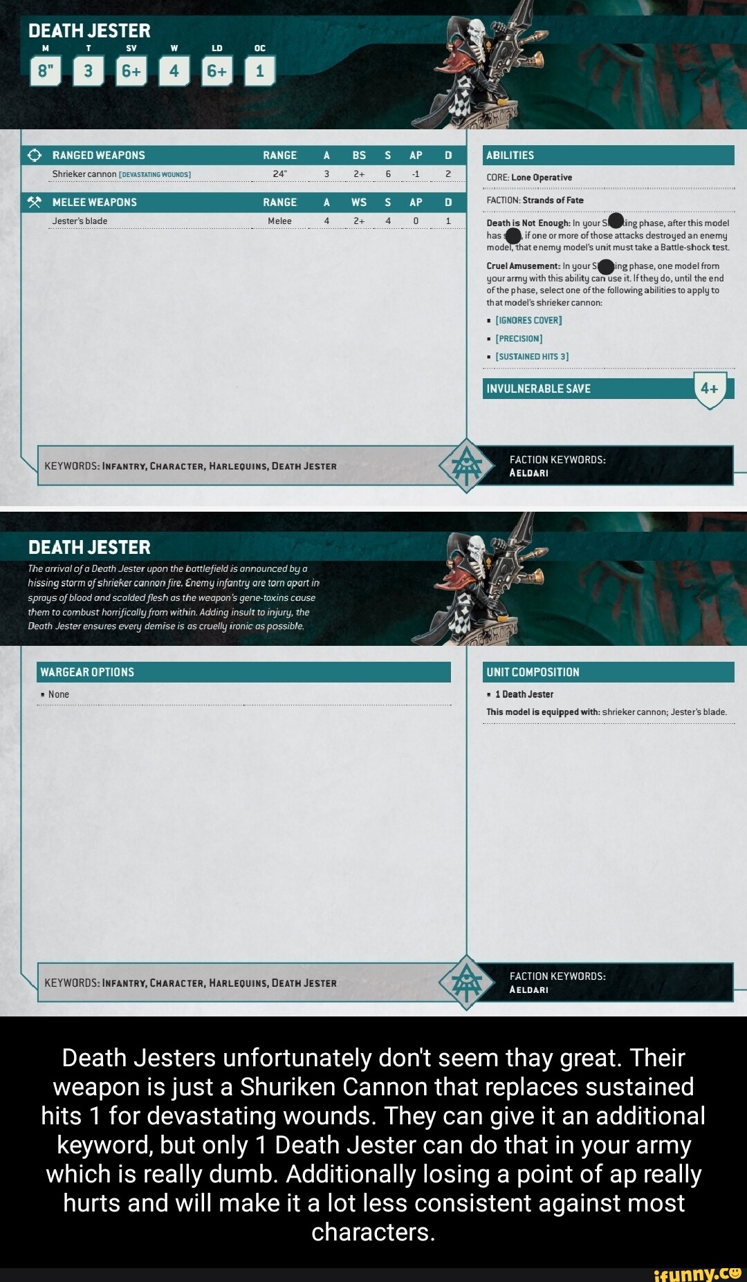 DEATH JESTER GEESE MELEE WEAPONS RANGED WEAPONS: ABILITIES CORE: Lone ...