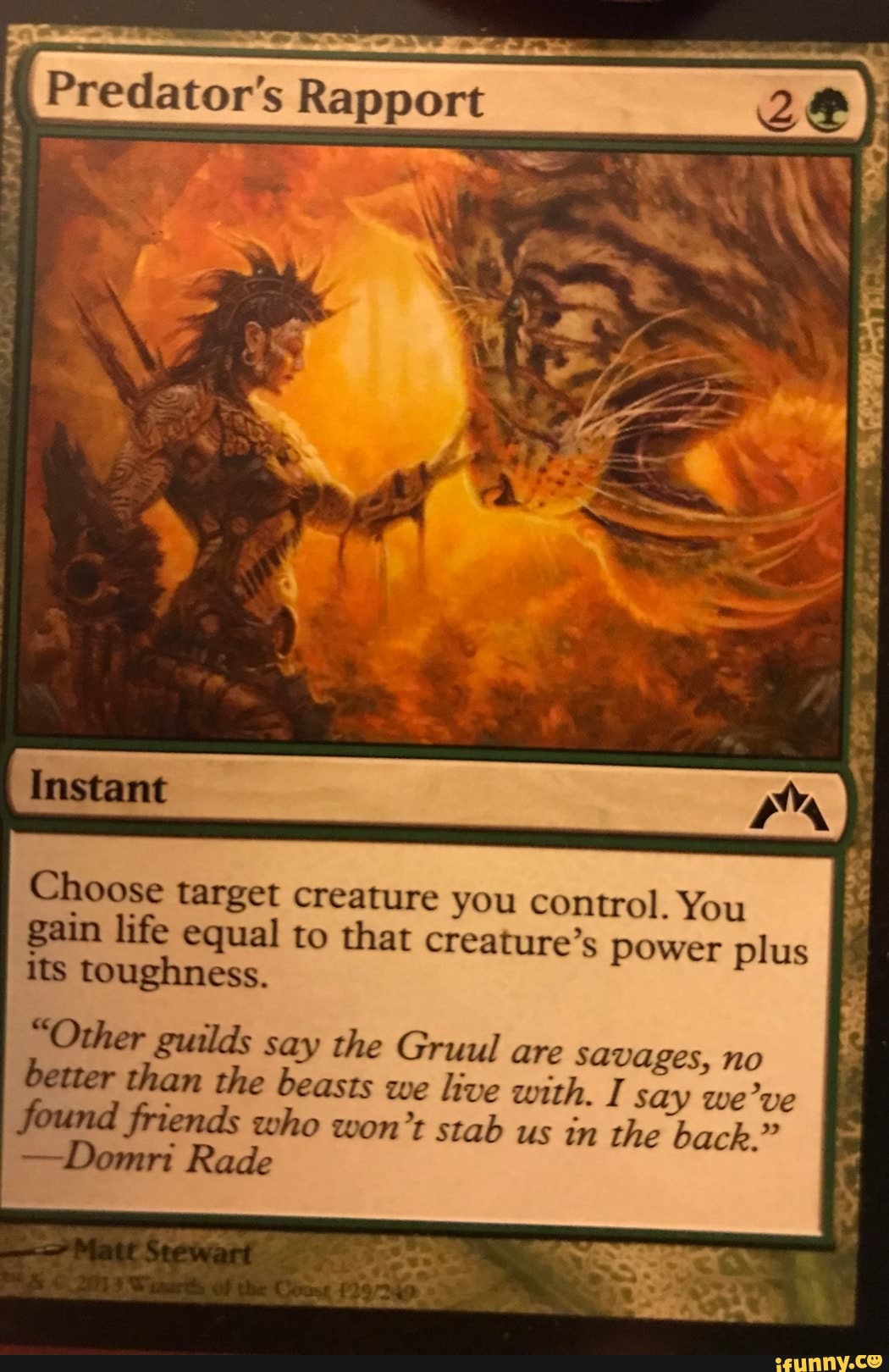 Choose target creature you control. You gain life equal to that ...