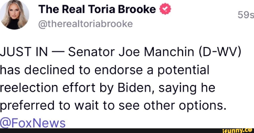 The Real Toria Brooke @ @therealtoriabrooke JUST IN - Senator Joe ...